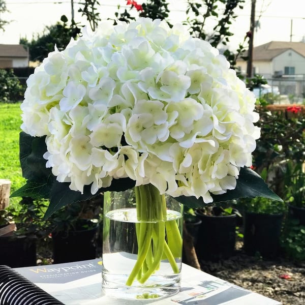 white hydrangeas fake