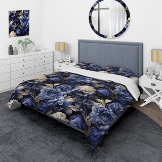 Designart "Cobalt Blue Brocade Victorian Pattern IV" Cottage Bedding ...