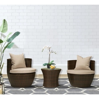 Perry Outdoor Wicker 3 Piece Conversation Set Patio 2 Person Seating ...