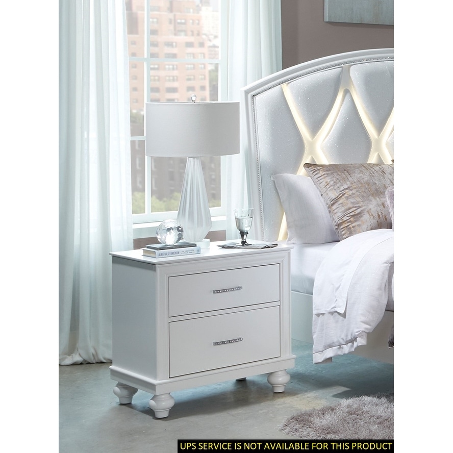Modern Bedside Table Bedroom Storage Cabinet Solid Wood 2 Drawers Sofa ...
