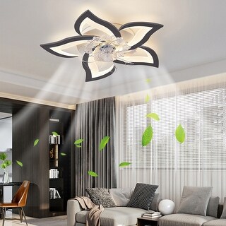 27" 6-Gear Ceiling Fan with Dimmable LED Lights and Remote Control ...