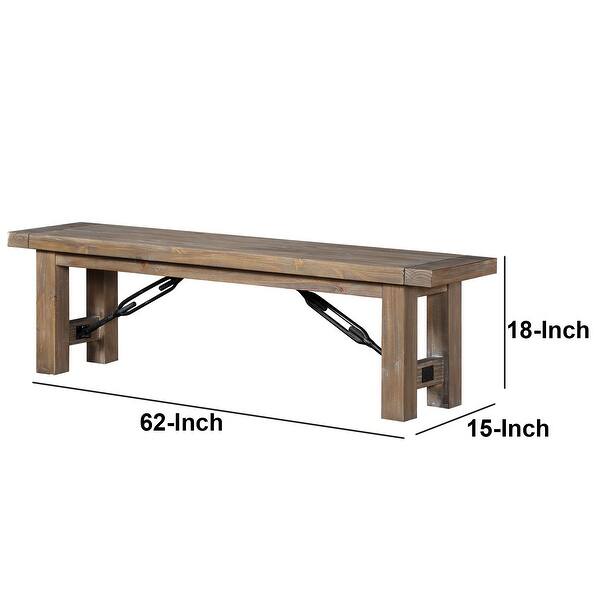 Acacia Wood Bench with Thick Block Legs, Brown - Bed Bath & Beyond ...