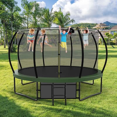 15FT Trampoline with Enclosure Outdoor Recreational Trampolines - Bed ...