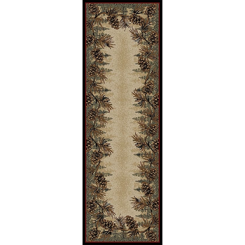 American Destination Mount Le Conte Pine Cone Lodge Rustic Area Rug ...