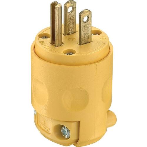 Leviton 000-515PV PVC Grounding Straight Blade Plug, 125 Volt, 18-12 ...