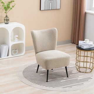 Taupe Boucle Upholstered Armless Accent Chair Modern Slipper Chair Cozy ...