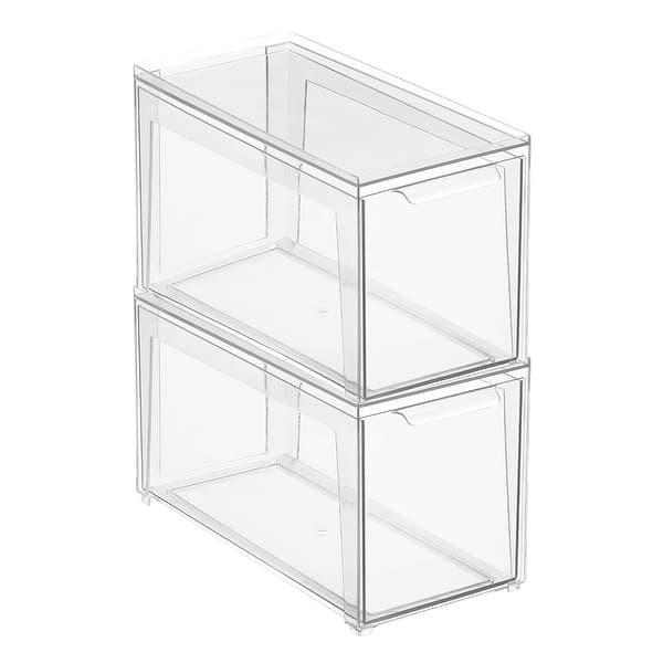 mDesign Plastic Stackable Bathroom Storage Organizer with Drawer ...