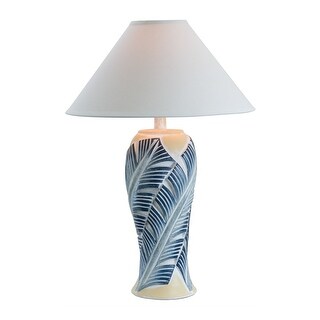 30"H Hydrocal Table Lamp in Blue Banana Leaf - Bed Bath & Beyond - 42720924