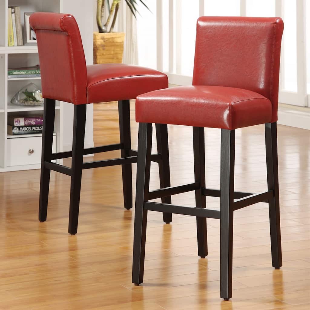 Bennett Red Faux Leather High Back Bar Stools (Set of 2) by iNSPIRE Q ...