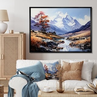 Designart "Mountains Majestic Peaks Pointillism I" Landscapes Framed ...
