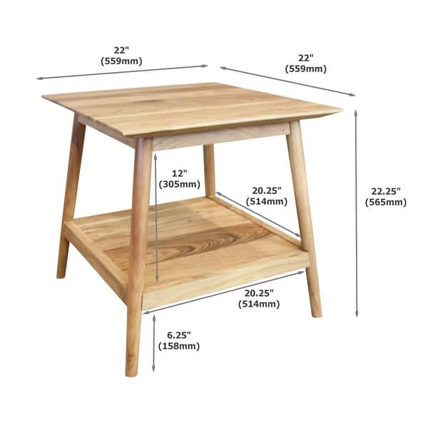 Solid Acacia Wood End Table with Shelf - Bed Bath & Beyond - 33747165