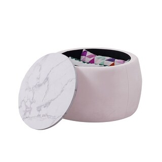 Pink Velvet Round End Table with Hidden Storage - Bed Bath & Beyond ...