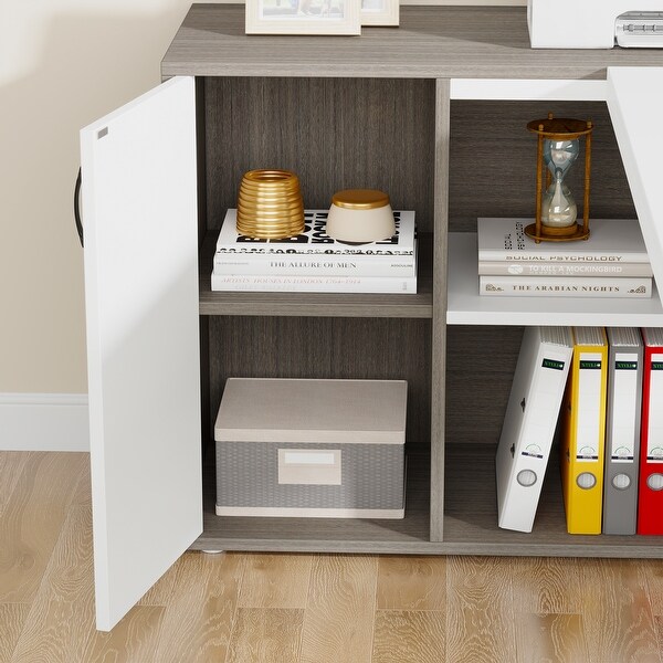 71 inch L Shaped Executive Desk with Cabinet Corner Computer Desk Rustic Brown On Sale Bed Bath Beyond 36898979
