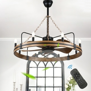 Cusp Barn 36 Inch Rustic Wagon Wheel Ceiling Fan with Light and Remote ...