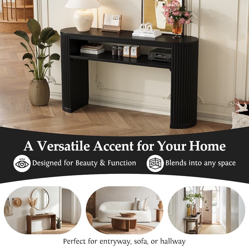 Rustic Console Table Entryway Table Sofa Table with Fluted Legs, Accent ...