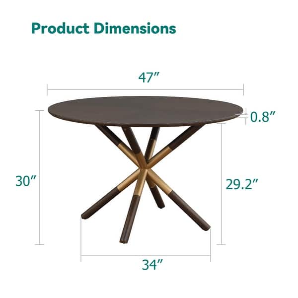 Morden Fort Round Dining Table Sturdy Kitchen Table with Walnut Top ...