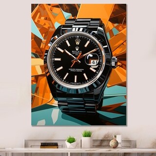 Designart "Black Luxury Watch Jet Jewel" Watches Wall Art Prints - Bed ...