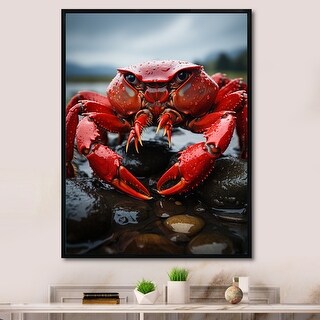 Designart "Vibrant Crayfish Portrait" Crayfish Framed Canvas Print ...