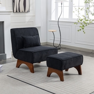 Corduroy Accent Chair with Ottoman lounge Armless chair Upholstered ...