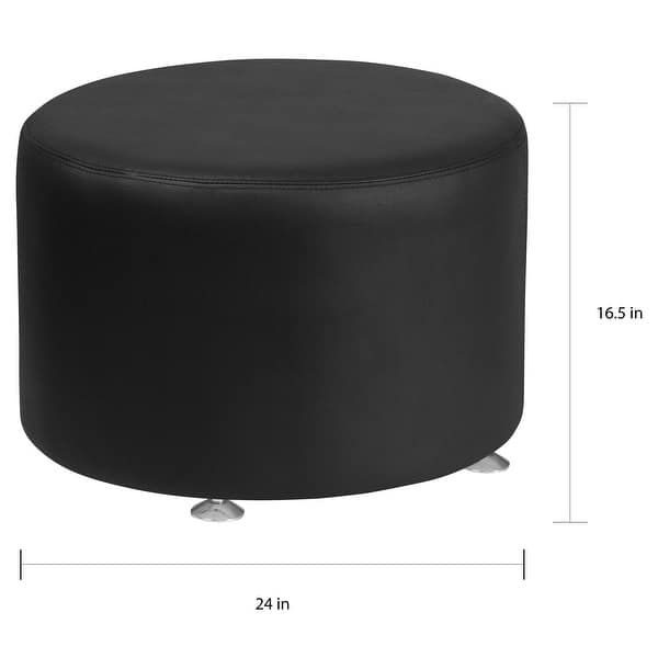 LeatherSoft 24-inch Round Ottoman - - 16067257
