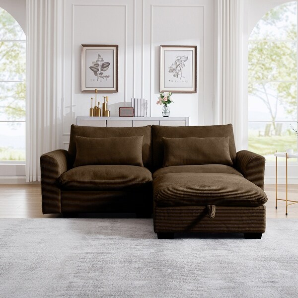 Brown couch with chaise lounge store