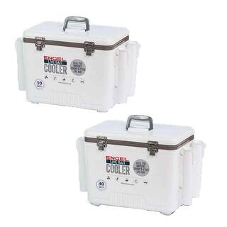 Engel 30 Durable Quart Bait Dry Box and Cooler with Rod Holders, White ...