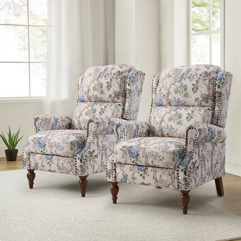 HULALA HOME Terri Classic Cutaway Arms with Nailheads Manual Recliner ...