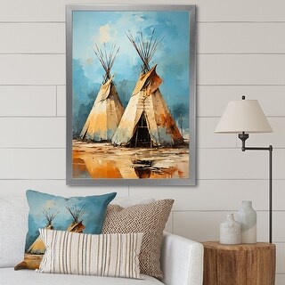 Designart "Yellow Native Tipi Rhythms Collage III" Native American Art ...