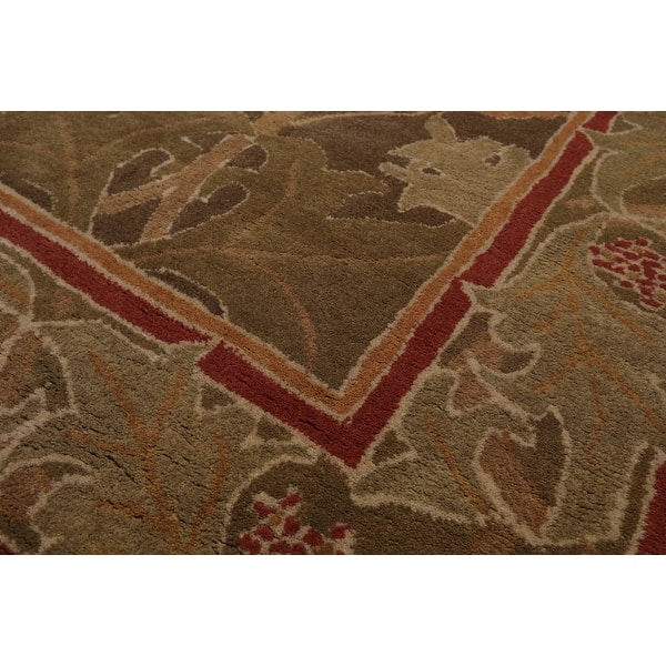 Hand Tufted Wool William Morris Transitional Oriental Area Rug Green ...