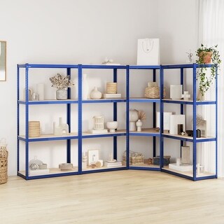 4-Layer Shelves 4 pcs Blue Steel&Engineered Wood - Bed Bath & Beyond ...