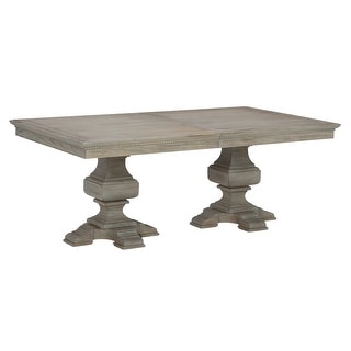 Driftwood Finish Wood Pedestal Rectangular Dining Table - Bed Bath & Beyond - 34002557