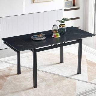 Black Ceramic Modern Rectangular Expandable Dining Room Table For Space ...