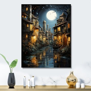Designart "Yellow Canal Surreal Waterways Magical" Canals Metal Wall ...