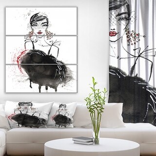Designart "Elegant Girl" Glamour Print on Wrapped Canvas set - 28x36 ...