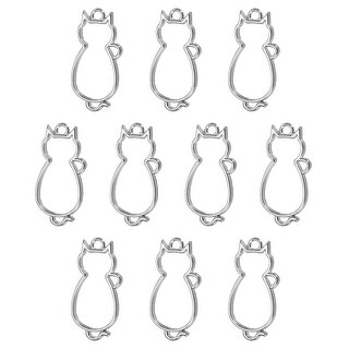 10Pcs Cat Shaped Alloy Open Back Bezel Pendants Resin Frame for DIY ...
