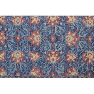 8' X 10' Blue And Red Wool Floral Hand Knotted Stain Resistant Area Rug ...