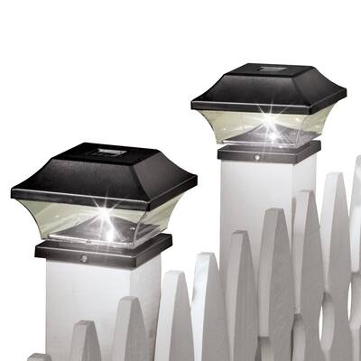 Solar Powered Black Post Caps - Set of 2 - NO SIZE - Bed Bath & Beyond ...