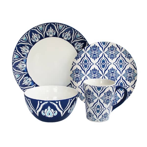 Accents by Jay Pirouette Blue and White Dinnerware 16-piece Set - Bed Bath & Beyond - 10276970