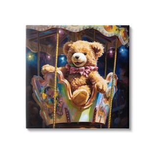 Stupell Teddy Bear on Carousel Canvas Wall Art Design by Ray Powers ...
