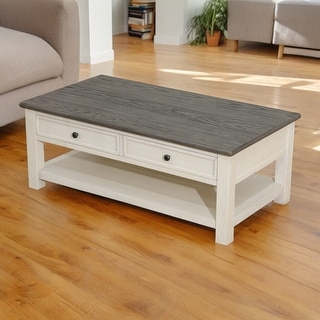 KISRAIS MDF Top and Oak Drawer Living Room Storage Table - Bed Bath ...