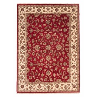 ECARPETGALLERY Hand-knotted Agra Jaipur Red Wool Rug - 10'0 x 14'1 ...