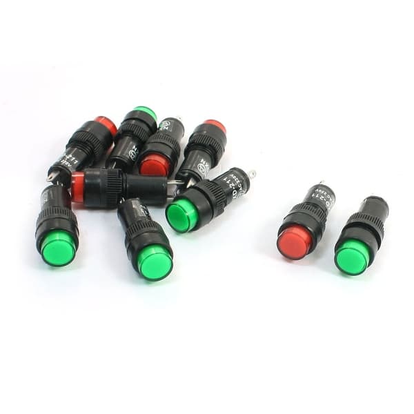 10Pcs Panel Mounted 220VAC Red Green Indicator Light Pilot Signal Lamp ...