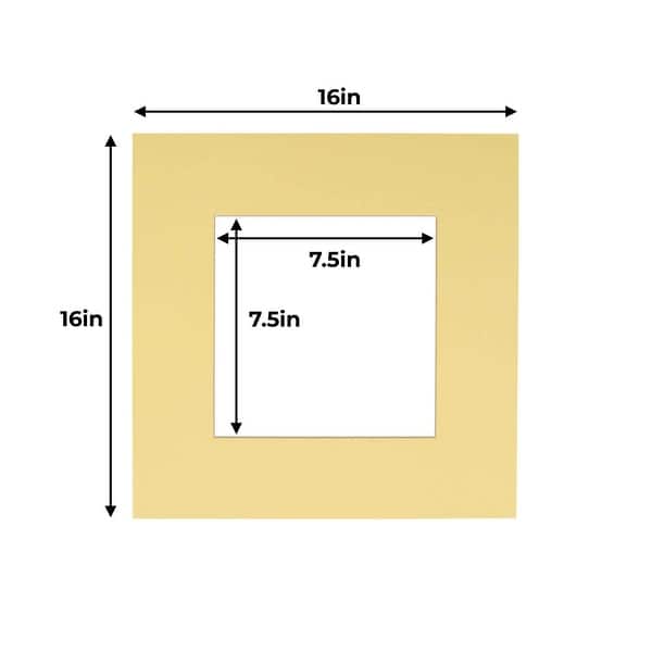 8x8 Mat for 16x16 Frame - Precut Mat Board Acid-Free Soft Yellow 8x8 ...