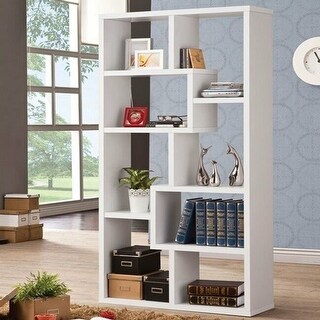 Asymmetrical Geometric Design Bookcase White - 52 x 63 - Bed Bath ...