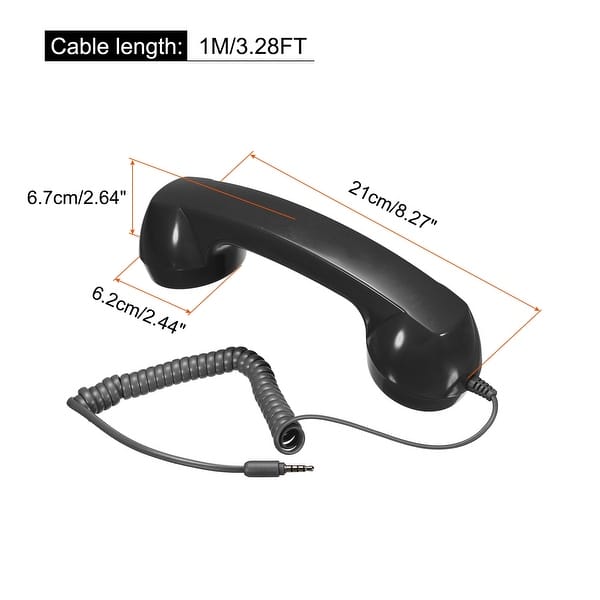 3.5mm Retro Telephone Handset Phone Telephone Receiver Smooth Black ...