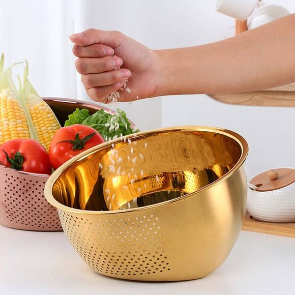 Quick Drainage Rice Strainer Bowl Convenient 304 Stainless Steel Space ...