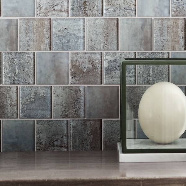 TileGen. Fernanda Stone Brick Glass Mosaic in River Grey Wall Tile (10 ...