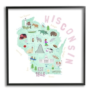 Stupell Pastel Wisconsin Landmark Diagram Framed Giclee Art by Carla ...