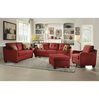 Copper Grove Sharon Red Linen Sofa with Pillows - Bed Bath & Beyond ...