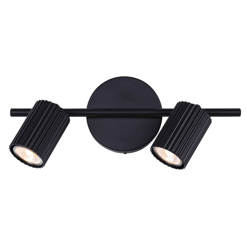 REXTON 2 Light 14 in. Ceiling/Wall Matte Black Track Light Kit with ...